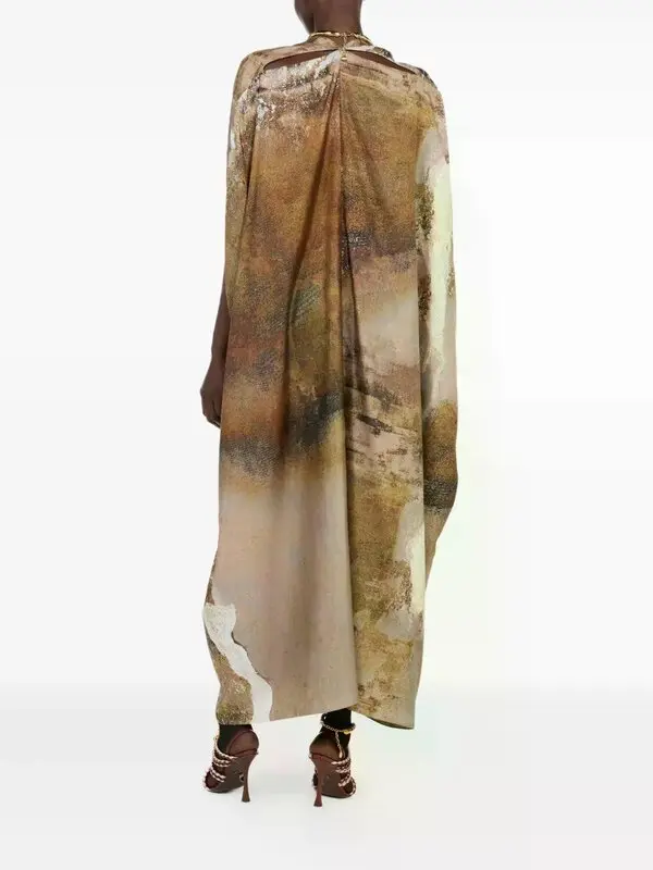 Roberto Cavalli Marble-print Silk Kaftan