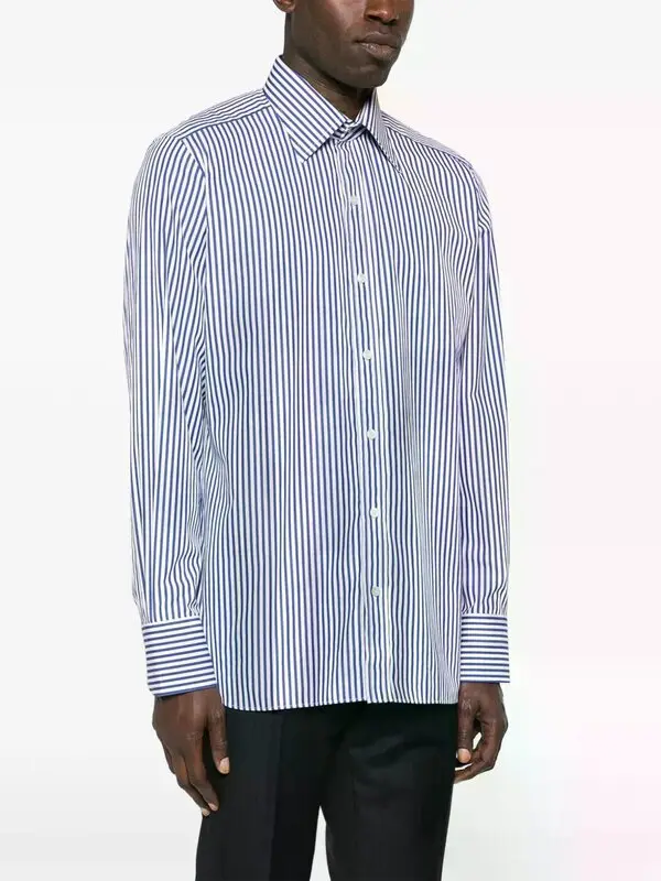 TOM FORD Striped-pattern Button-fastening Shirt - Blue