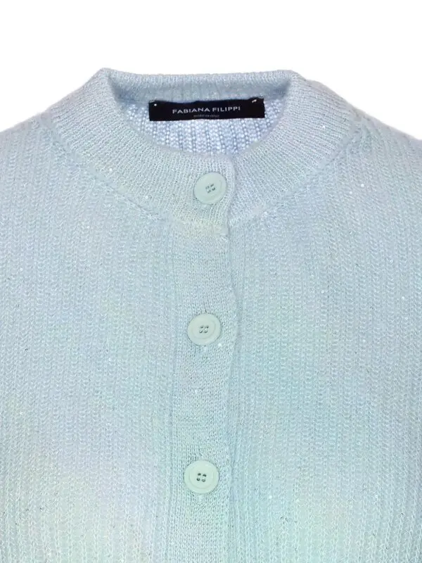 Fabiana Filippi Sequin Embellished Crew-neck Cardigan - Blue