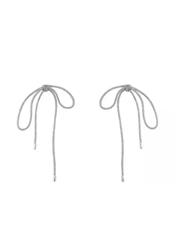 AREA Crystal-knot Long Earrings - Silver
