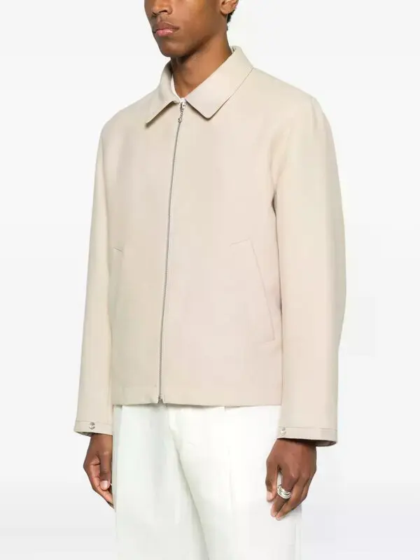 Sandro Zip-up Wool Blend Jacket - Neutrals