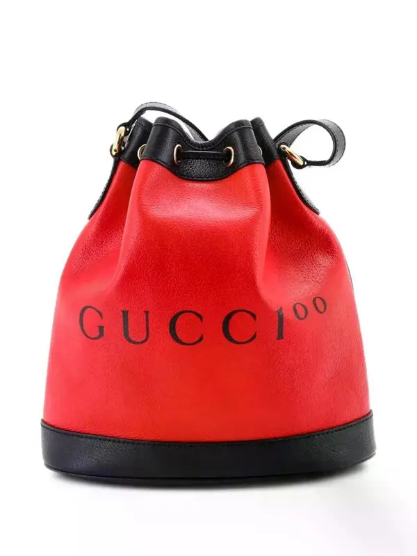 Gucci 100 Printed Leather Bucket Bag