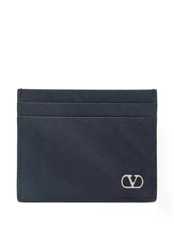 Valentino Garavani Grained Vlogo Signature Card Holder - Blue