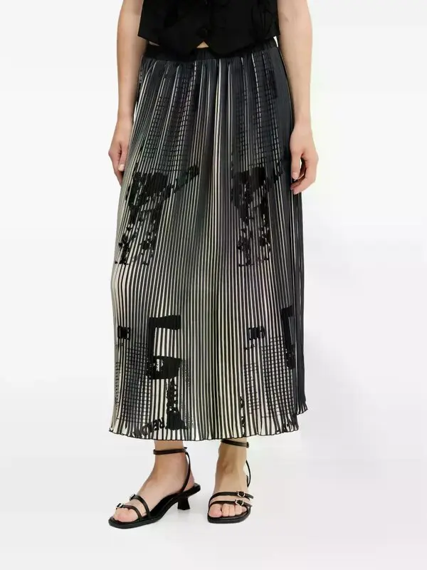 Desigual Pleated Printed Midi Skirt