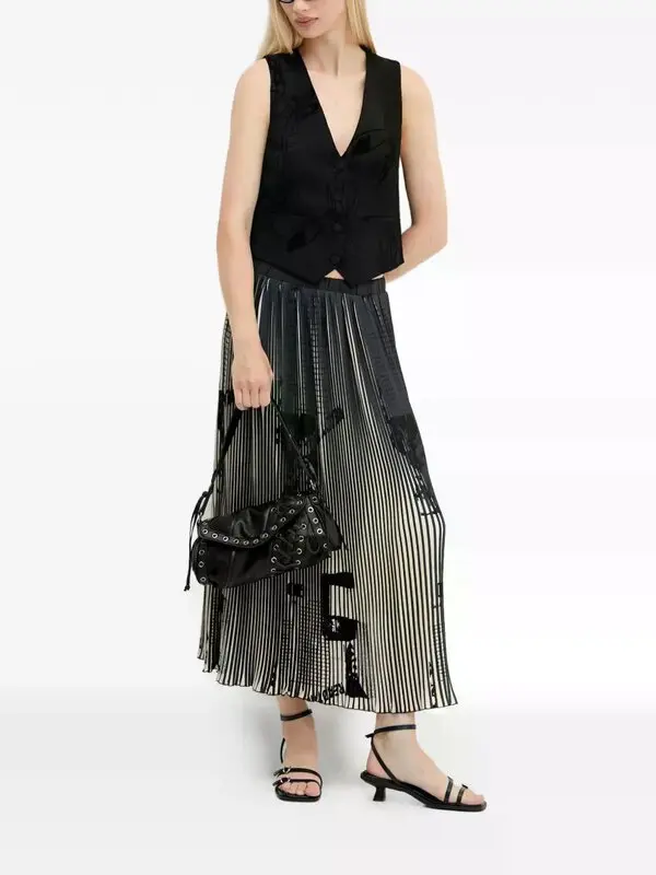 Desigual Pleated Printed Midi Skirt