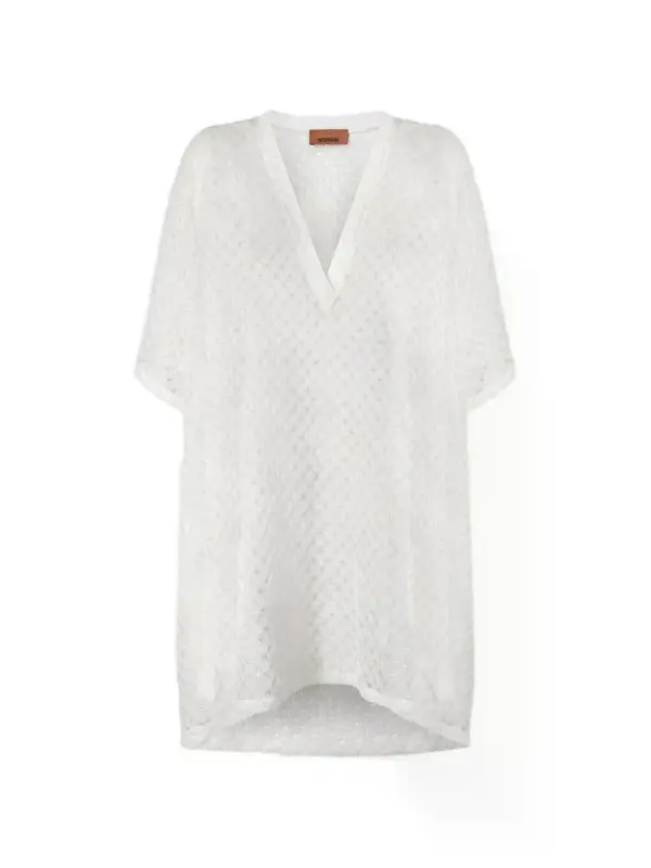 Missoni Raschel-knit V-neck Kaftan - White
