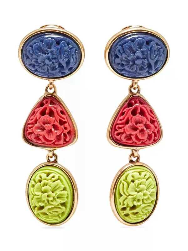 Oscar De La Renta Carved Resin Clip-on Earrings - Gold
