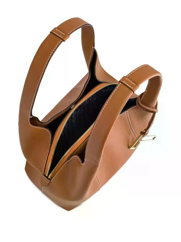 LE TANNEUR Juliette Zip Shoulder Bag - Brown