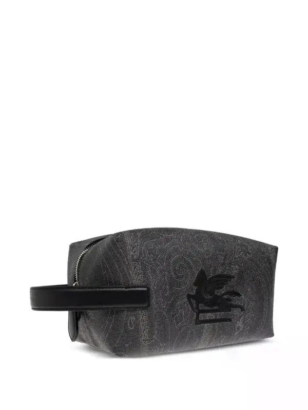 Etro Medium Arnica Pegasus-logo Paisley Wash Bag - Grey