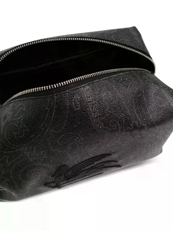 Etro Medium Arnica Pegasus-logo Paisley Wash Bag - Grey