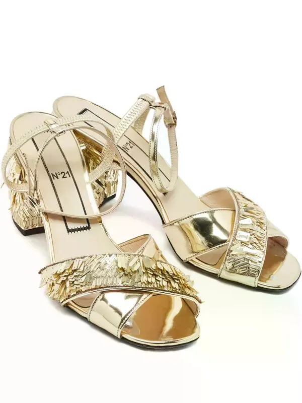 N°21 Ankle-strap Heeled Sandals - Gold