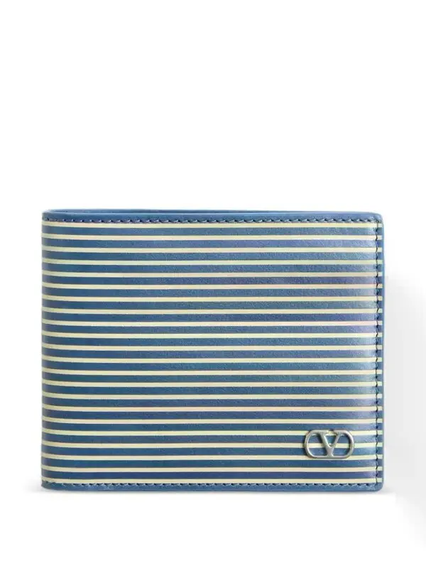 Valentino Garavani Striped Vlogo-plaque Wallet - Blue