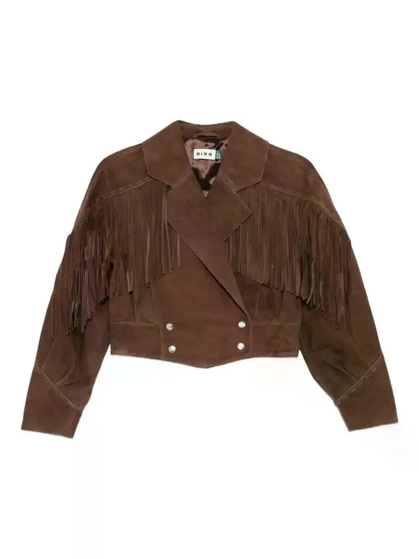 Rixo Fringe-detail Double-breasted Jacket