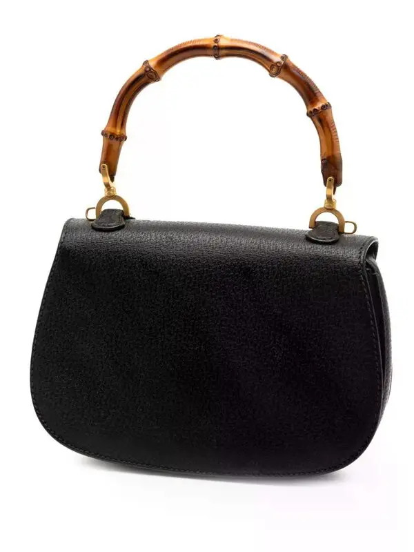 Gucci 20th Century Grained Calfskin Bamboo Night Satchel - Black