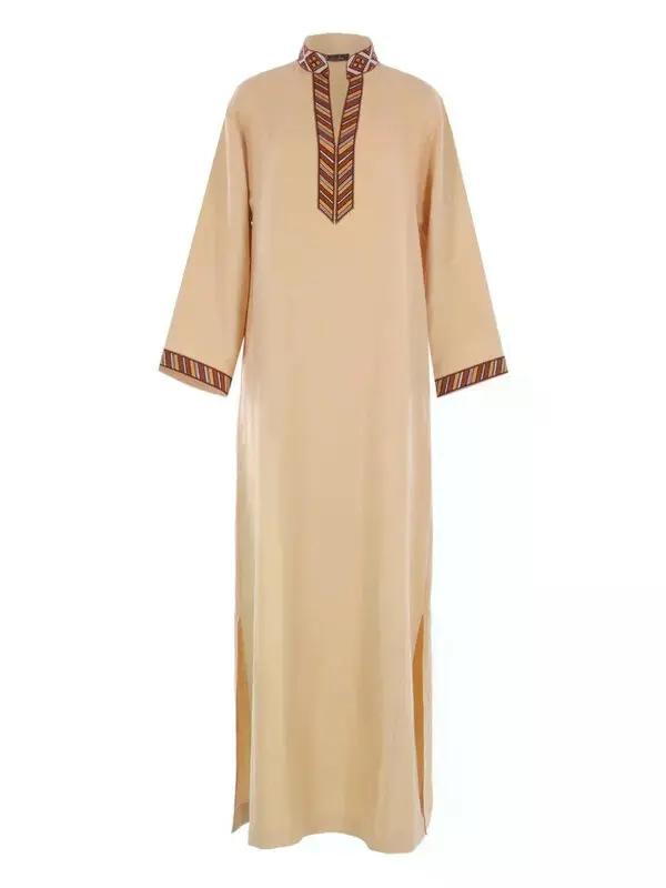 Loro Piana Embroidered Three-quarter Sleeve Maxi Dress