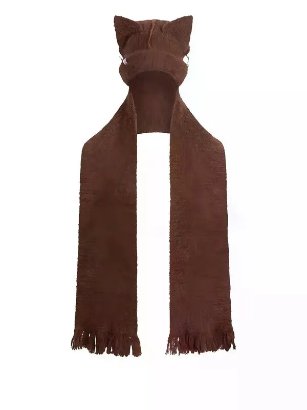 CHARLES JEFFREY Cat-ear Beanie Scarf - Brown