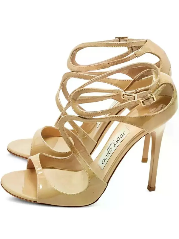 JIMMY CHOO Lance Buckle Heeled Sandals - Neutrals