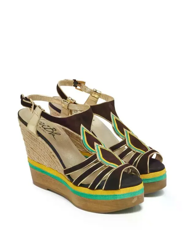 LORIBLU Suede Cut-out Wedge Sandals
