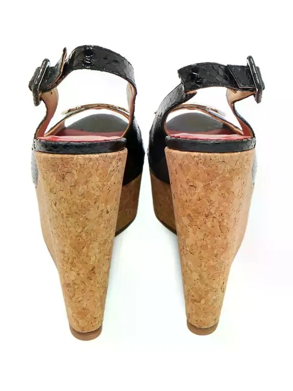 Carolina Herrera Snakeskin Embossed Wedge Sandals