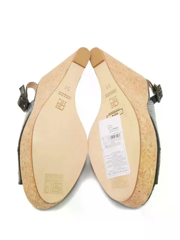 Carolina Herrera Snakeskin Embossed Wedge Sandals