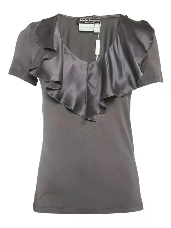 FERRAGAMO Ruffle-neck T-shirt