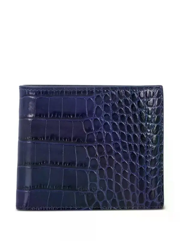 TOM FORD Crocodile-effect Bifold Wallet - Blue
