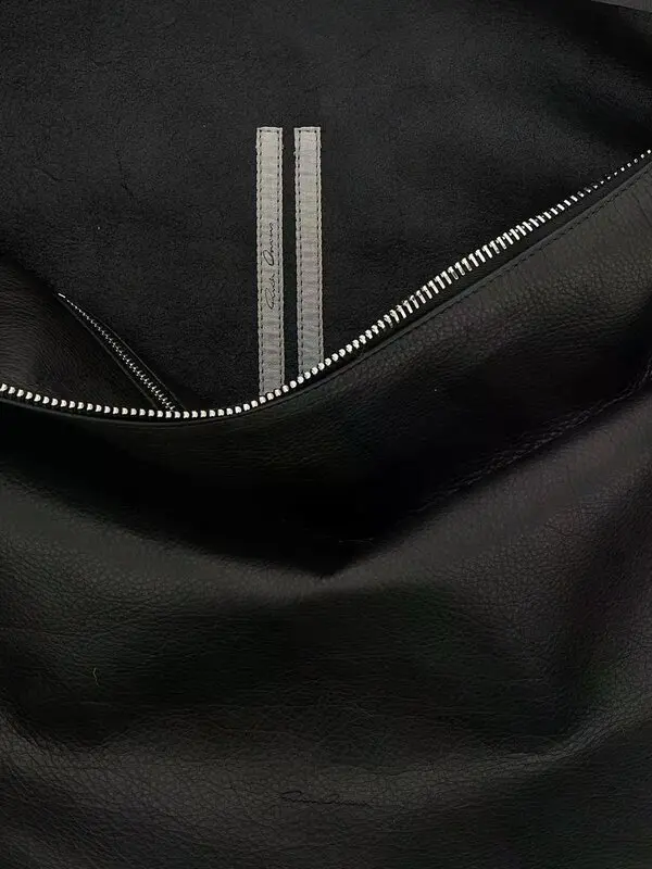 Rick Owens Gemini Zip Hook Leather Shoulder Bag - Black
