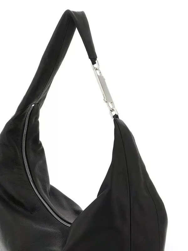 Rick Owens Gemini Zip Hook Leather Shoulder Bag - Black