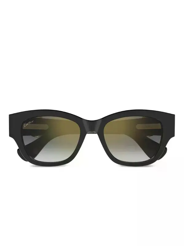 CARTIER Logo-embellished Square-frame Sunglasses - Black