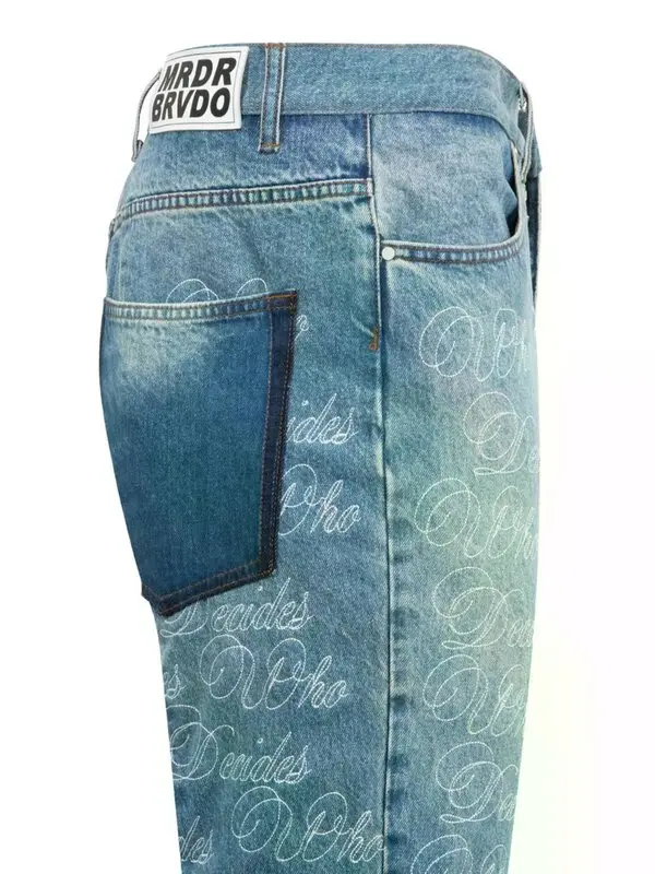 WHO DECIDES WAR Logo-embroidered Panelled Jeans