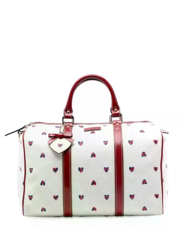 Gucci Medium Gg Supreme Hearts Joy Boston Bag - Red