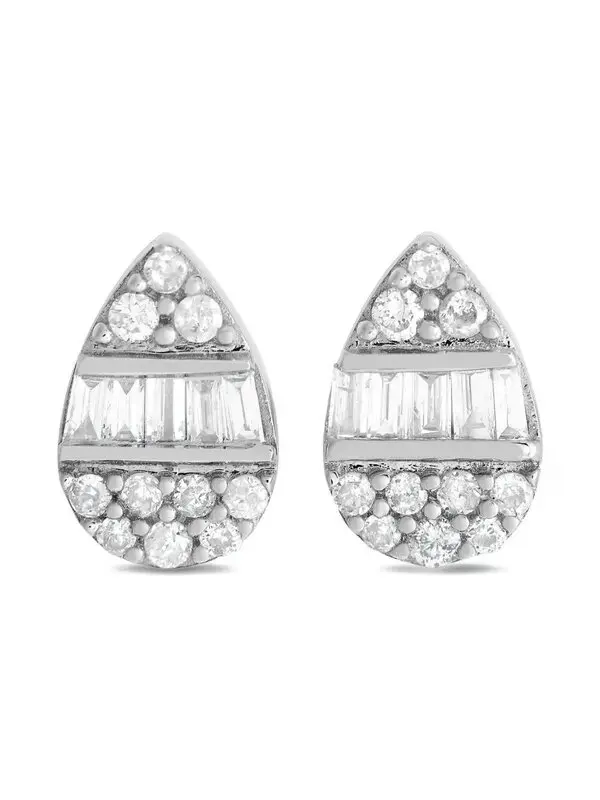 LB EXCLUSIVE 14k White Gold Diamond Stud Earrings - Silver