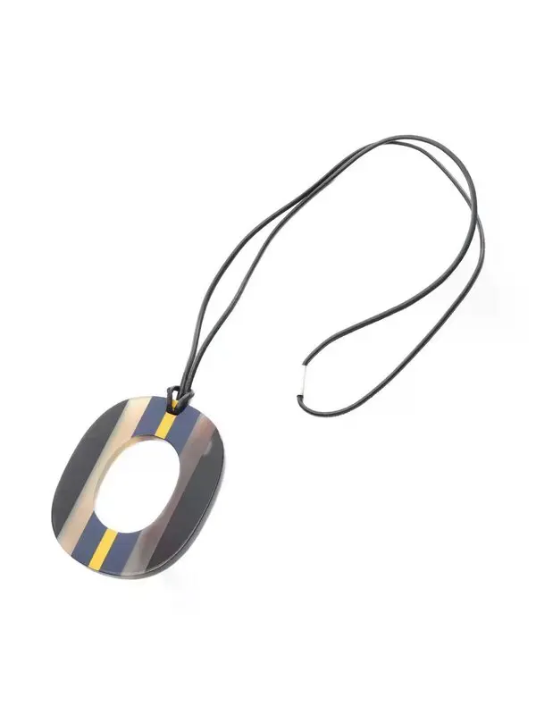 Hermès 1910s Ismu Striped Necklace - Black