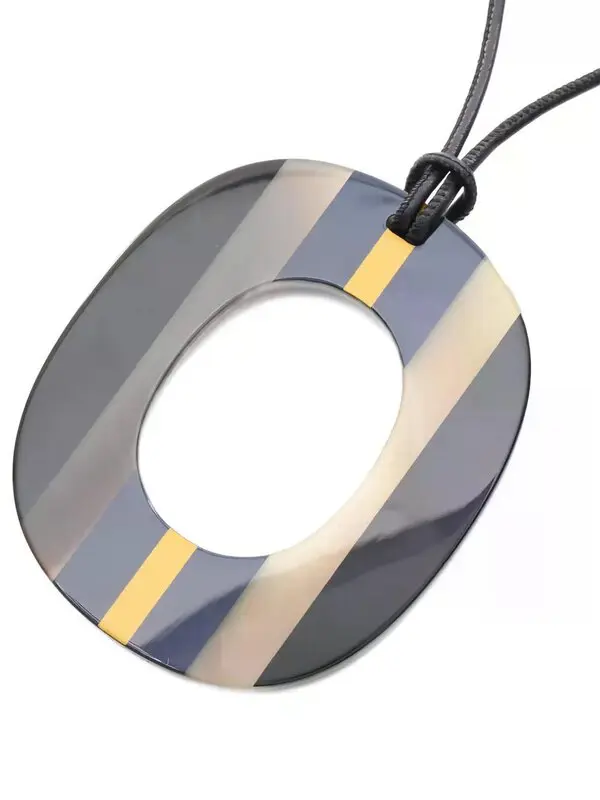 Hermès 1910s Ismu Striped Necklace - Black