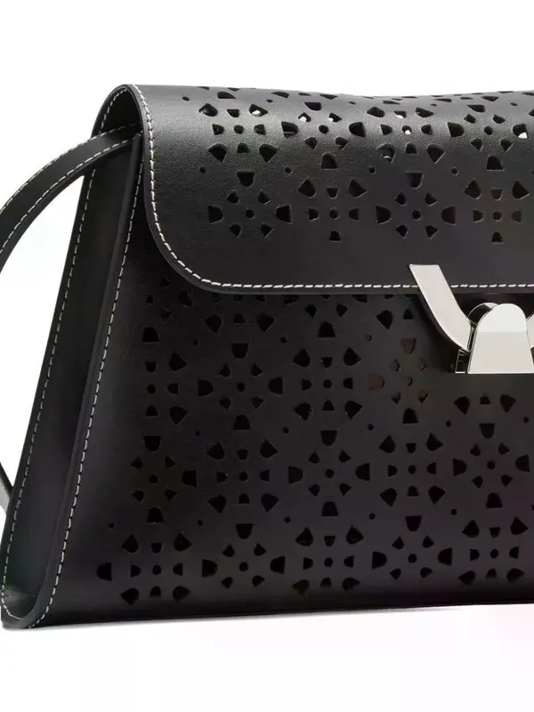 COCCINELLE Dew Laser-cut Shoulder Bag - Black