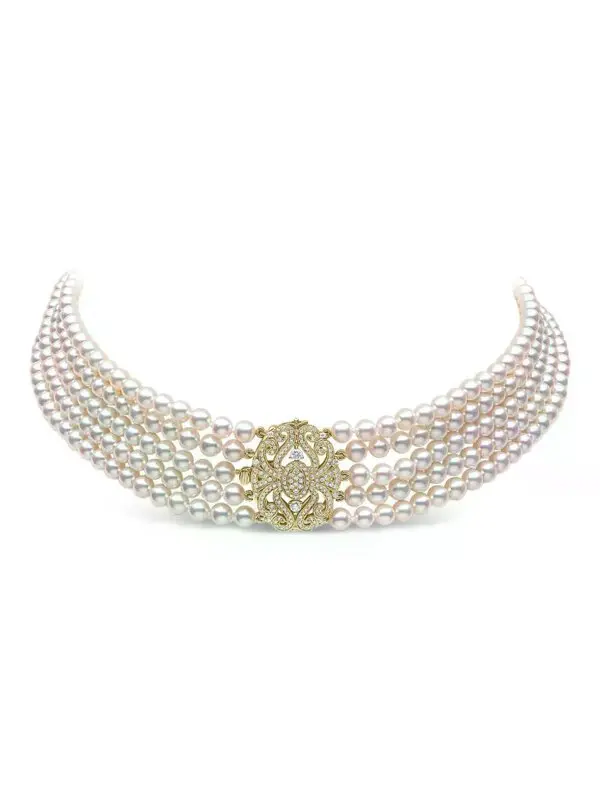 Yoko London Classic Pearl And Diamond Choker - White