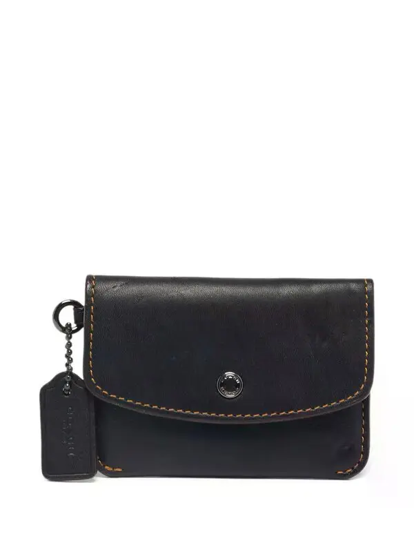 COACH® Flap Leather Wallet - Black