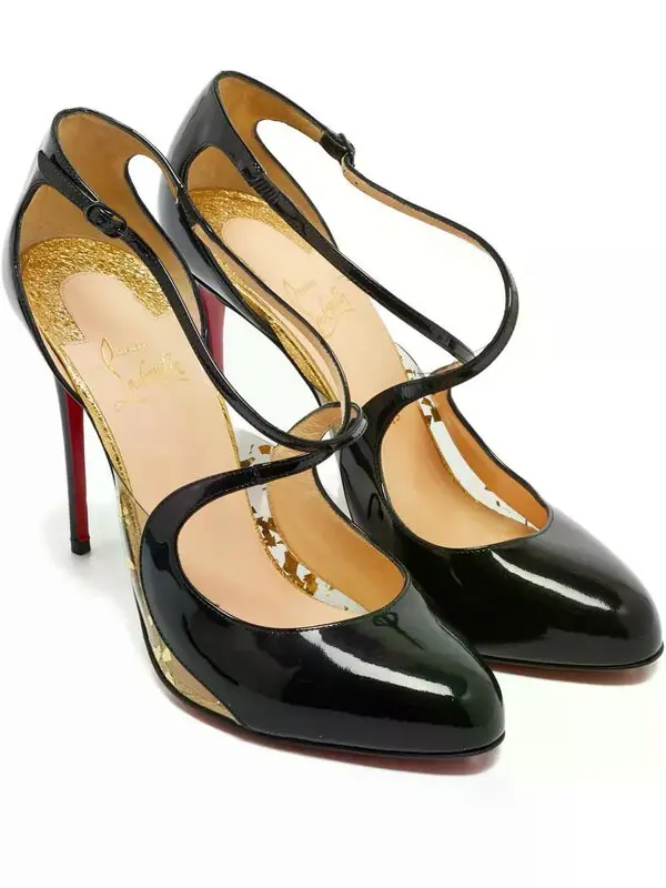 CHRISTIAN LOUBOUTIN Crossettinetta Patent-leather Heeled Pumps - Black