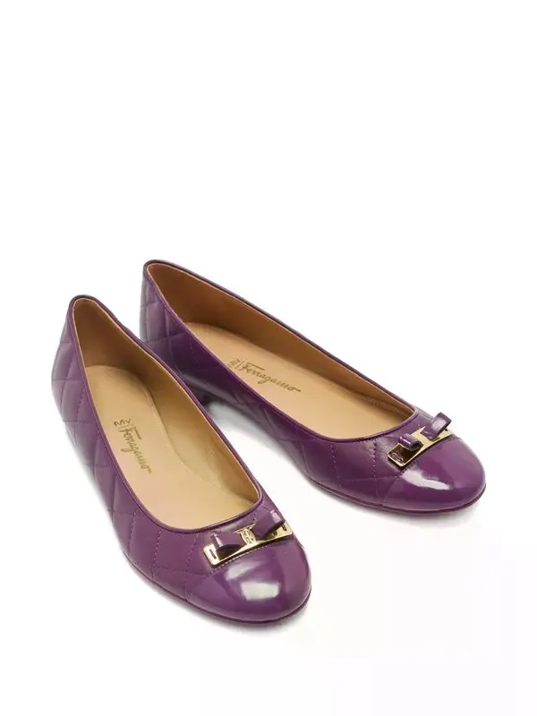 FERRAGAMO Quilted Bow Ballet Flats