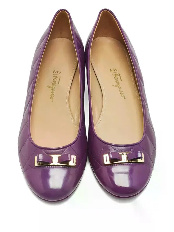 FERRAGAMO Quilted Bow Ballet Flats