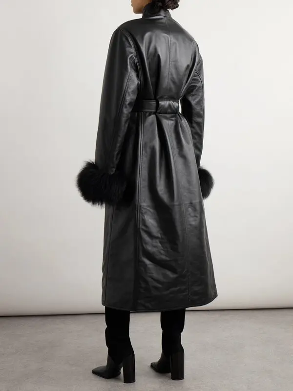 Alaïa Shearling-trimmed Leather Coat