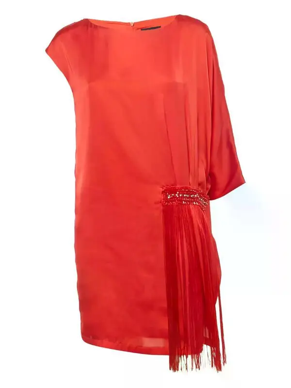Roberto Cavalli Fringe Satin Mini Dress