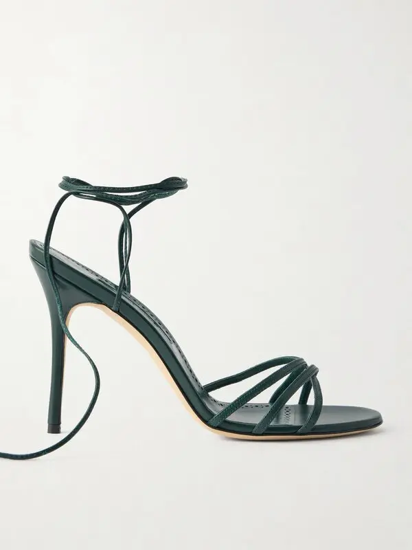 Manolo Blahnik Leva 105 Leather Sandals - Green