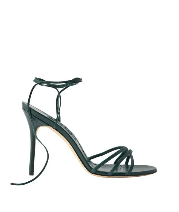 Manolo Blahnik Leva 105 Leather Sandals - Green