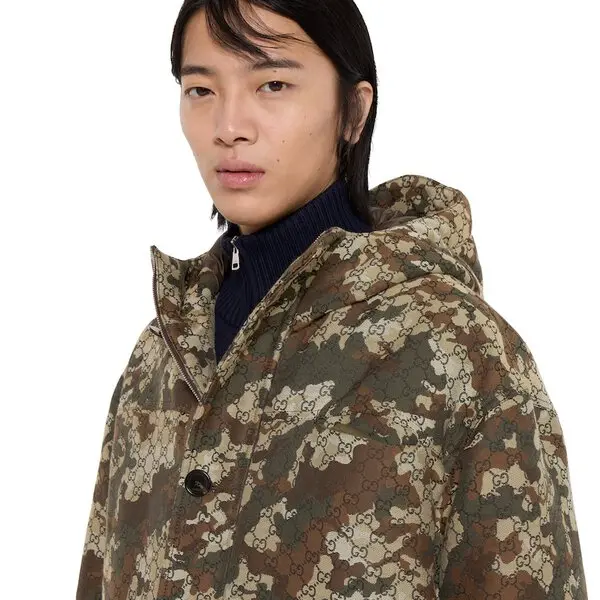 Gucci Gg Marbled Cotton Jacquard Padded Jacket
