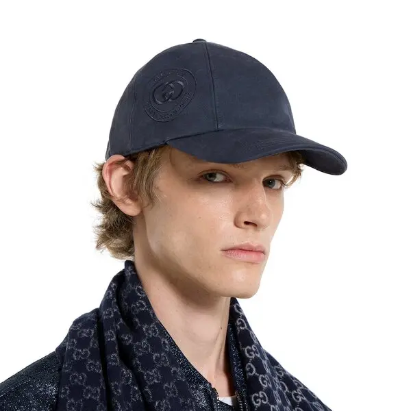 Gucci Fabric Baseball Hat With Embroidery - Blue