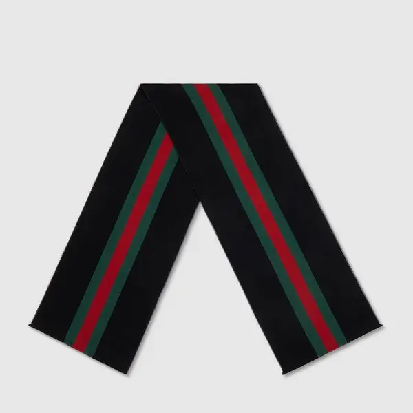 Gucci Wool Scarf With Web Wool