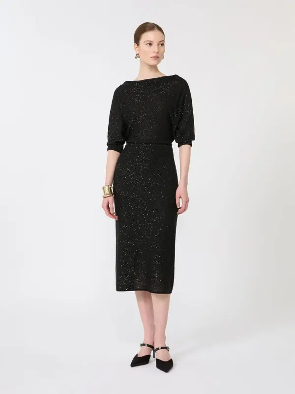 Max Mara Sequined Viscose Knit Midi Dress