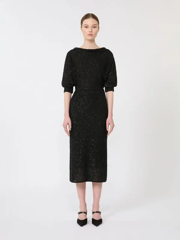 Max Mara Sequined Viscose Knit Midi Dress