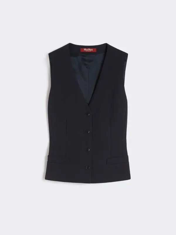 Max Mara Wool Crepe Gilet - Navy